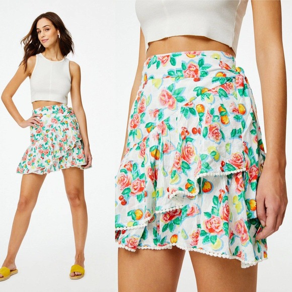 Roller Rabbit | Skirts | Roller Rabbit Floral Wrap Mini Skirt Size L ...